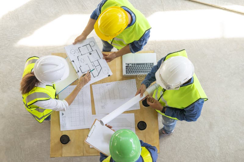 Engineering Teamwork Meeting on Table before Inspection Structure of ...