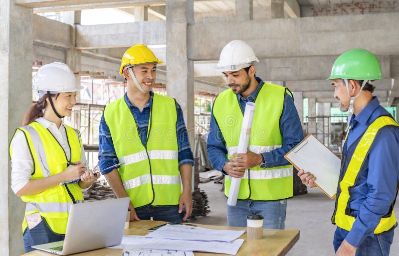 Engineering Teamwork Meeting on Table before Inspection Structure of ...
