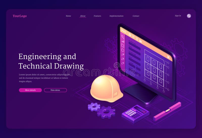 Engineering Technical Drawing Isometric Landing Stock Illustrations – 10 Engineering Technical ...