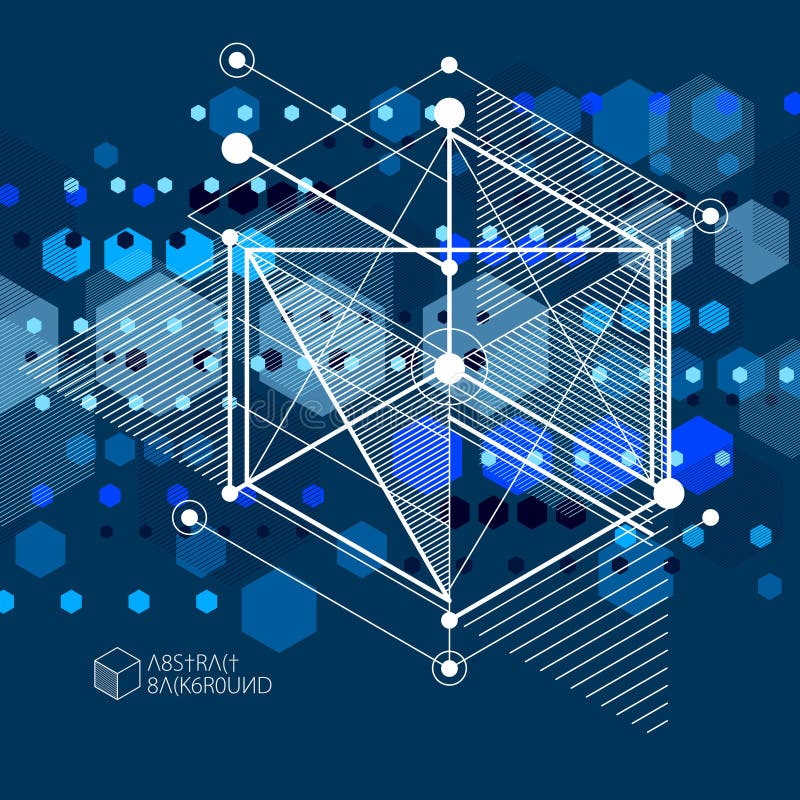 Engineering Technological Dark Blue Vector 3D Wallpaper Made with Cubes ...