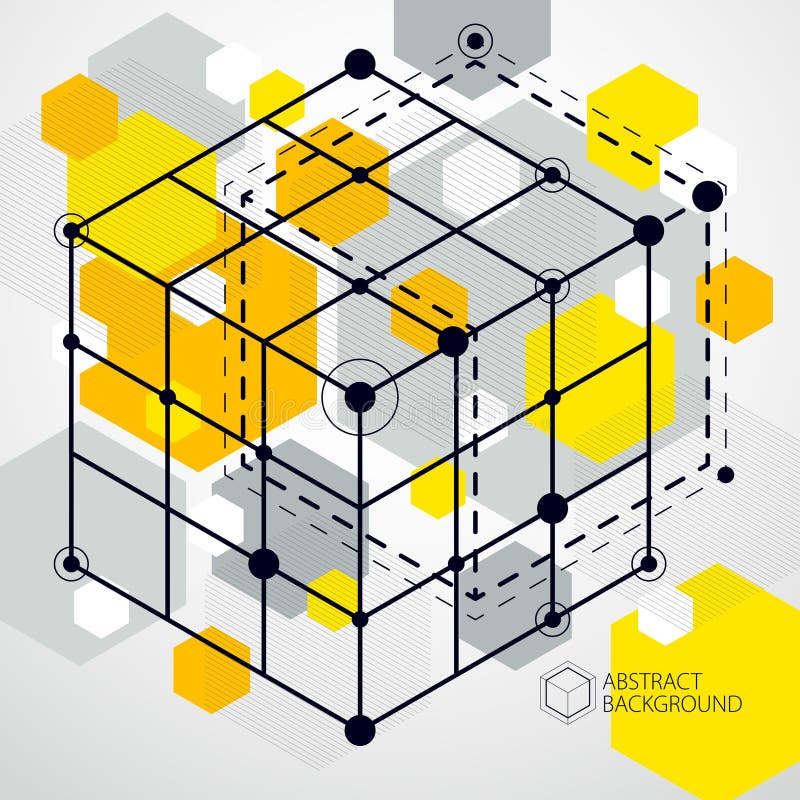 Engineering Technological Yellow Vector 3D Wallpaper Made with Cubes ...