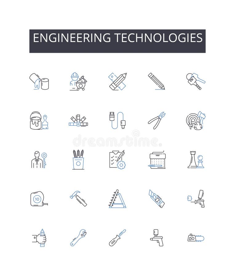 Engineering Technologies Line Icons Collection. Business, Office ...