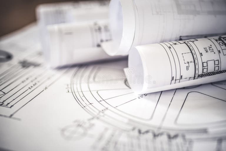 Engineering and Technology of Roll and Flat Technical Drawing. Bunch of ...