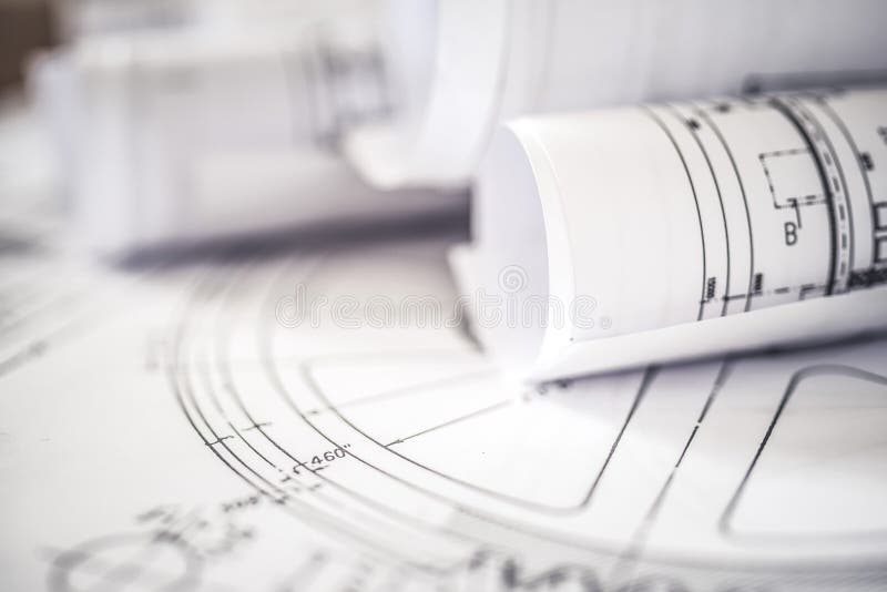 Engineering and Technology of Roll and Flat Technical Drawing. Bunch of ...