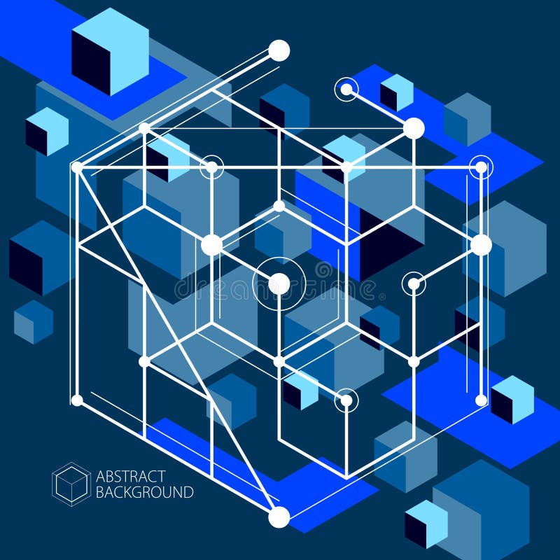 Engineering Technology Vector Dark Blue Wallpaper Made with 3D Cubes ...