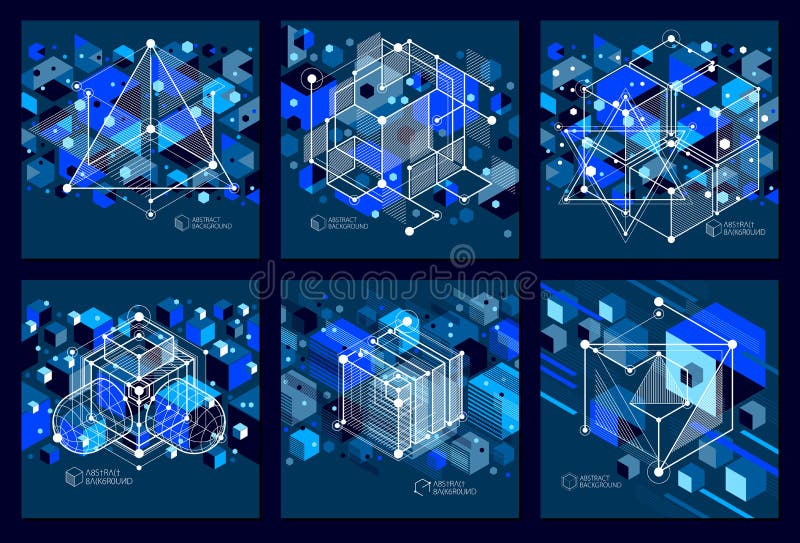 Engineering Technology Vector Dark Blue Wallpapers Set Made with 3D ...