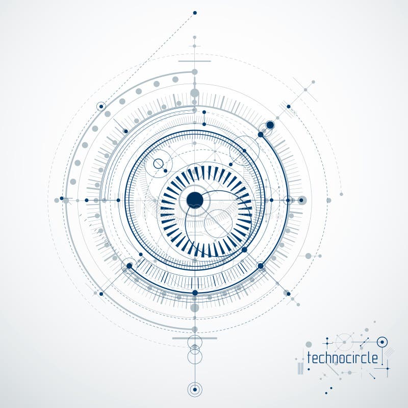 Technical Drawing with Dashed Lines and Geometric Shapes, Vector Stock ...