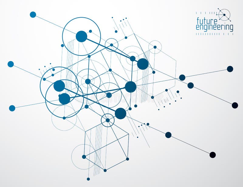 Engineering Technology Vector Made with Hexagons, Circles and Lines ...