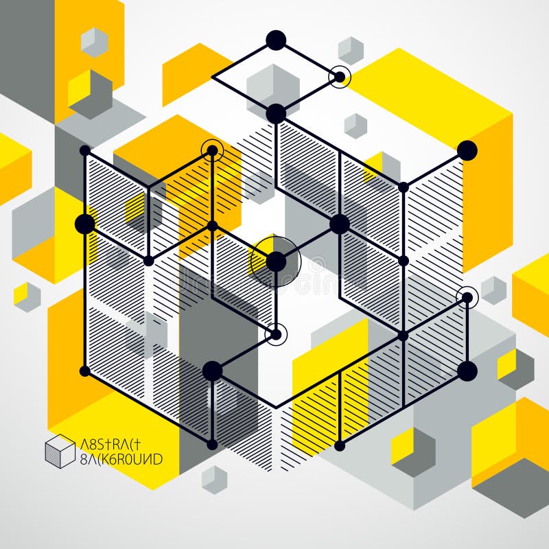 Engineering Technology Vector Yellow Wallpaper Made with 3D Cubes and ...