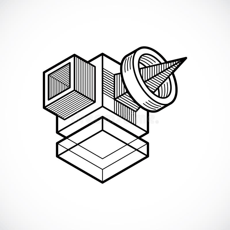 Engineering Three-dimensional Construction, Abstract Vector Trig Stock ...