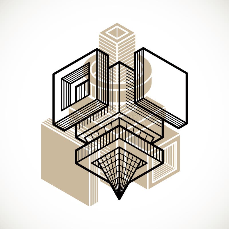 Engineering Three-dimensional Construction, Abstract Vector Trig Stock ...