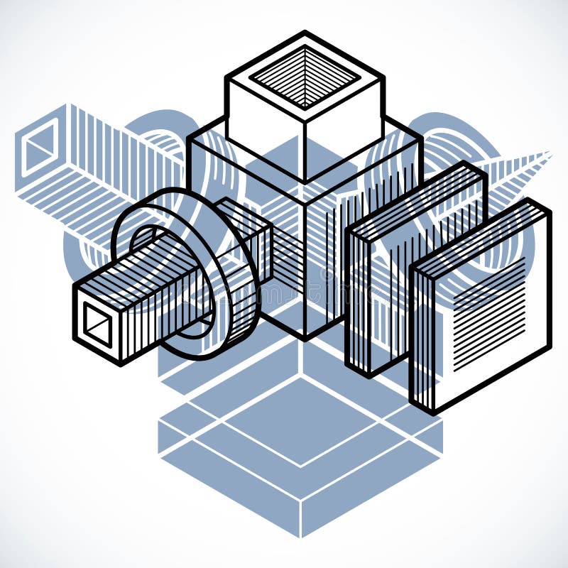 Engineering Three-dimensional Construction, Abstract Vector Trig Stock ...