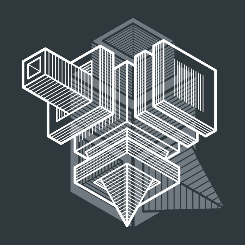 Engineering Three-dimensional Construction, Abstract Vector Trig Stock ...