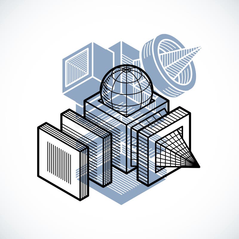 Engineering Three-dimensional Construction, Abstract Vector Trig Stock ...