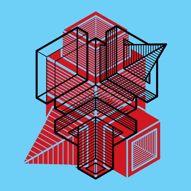 Engineering Three-dimensional Construction, Abstract Vector Trig Stock ...