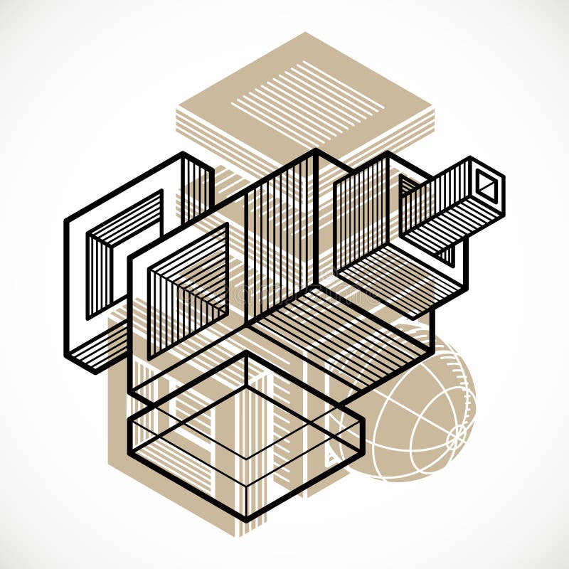 Engineering Three-dimensional Construction, Abstract Vector Trig Stock ...