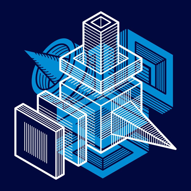 Engineering Three-dimensional Construction, Abstract Vector Trig Stock ...