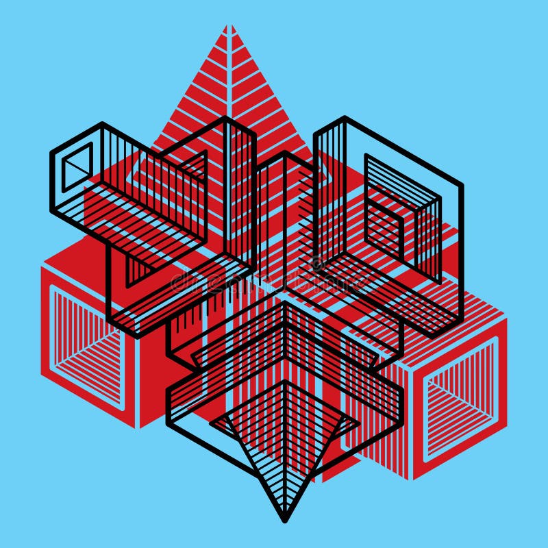 Engineering Three-dimensional Construction, Abstract Vector Trig Stock ...