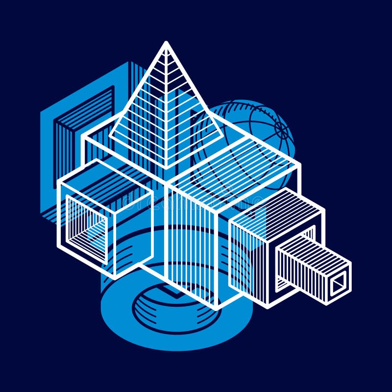 Engineering Three-dimensional Construction, Abstract Vector Trig Stock ...