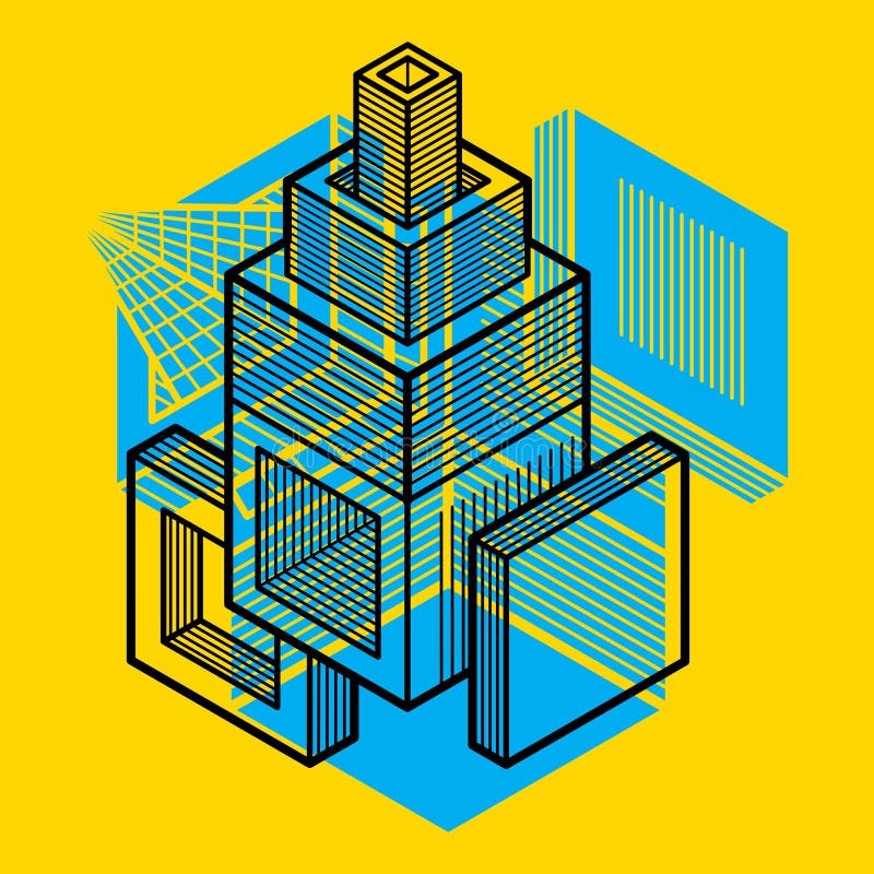 Engineering Three-dimensional Construction, Abstract Vector Trig Stock ...