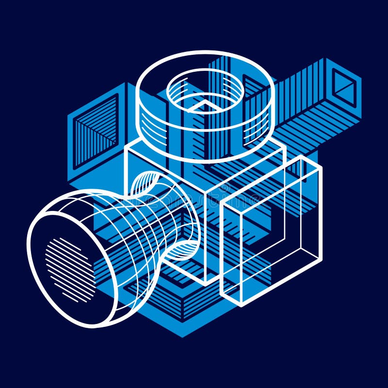 Engineering Three-dimensional Construction, Abstract Vector Trig Stock ...
