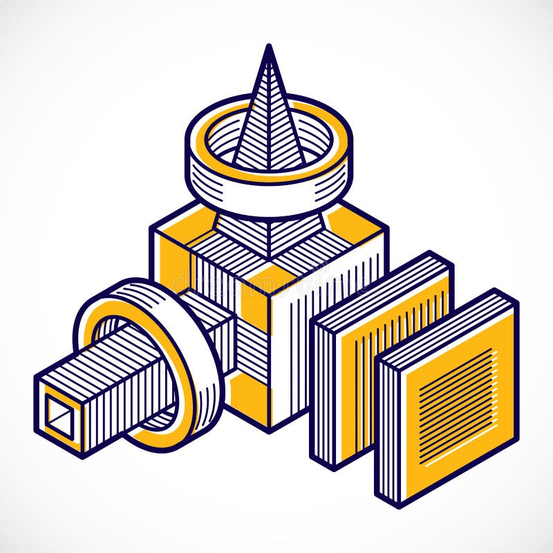 Engineering Three-dimensional Construction, Abstract Vector Stock ...