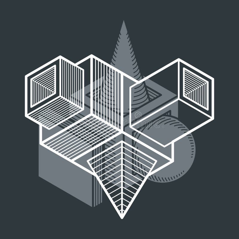 Engineering Three-dimensional Construction, Abstract Vector Stock ...