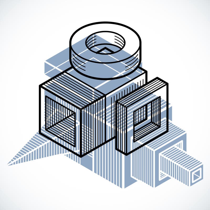 Engineering Three-dimensional Construction, Abstract Vector Trig Stock ...