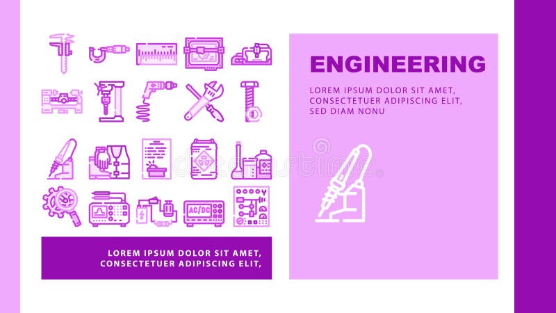 Engineering Tool Work Equipment Landing Header Vector Stock Vector ...