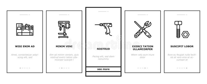 Engineering Tool Work Wrench Onboarding Icons Set Vector Stock Vector ...