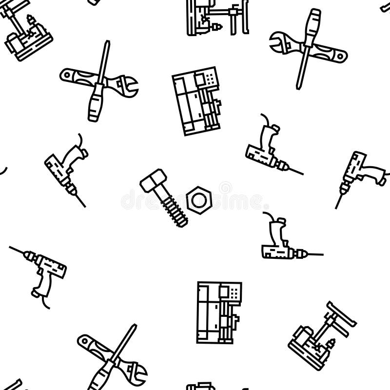 Engineering Tool Work Wrench Vector Seamless Pattern Stock Vector ...