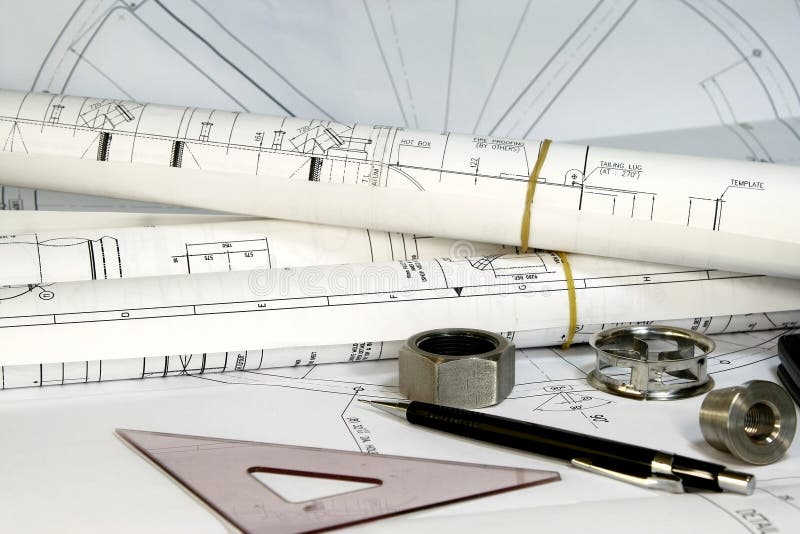 Engineering Tools and Drawings Stock Image - Image of structure, plant ...