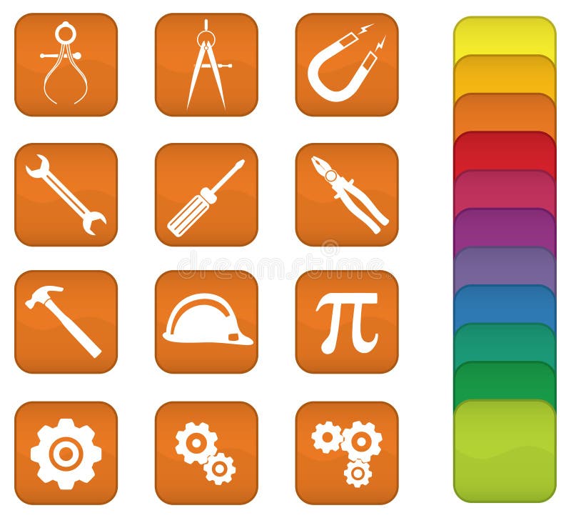 Engineering and Tools Icons Stock Vector - Illustration of purple ...