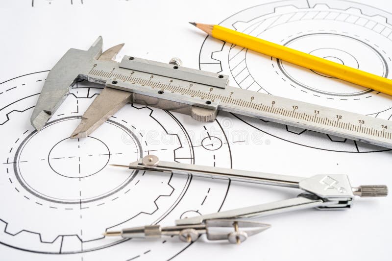 Engineering Tools and Mechanical Industrial with Vernier Caliper and ...
