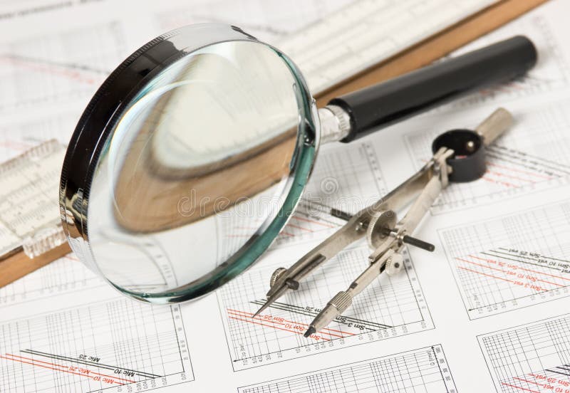 Engineering Tools on Technical Drawing Stock Photo - Image of ...