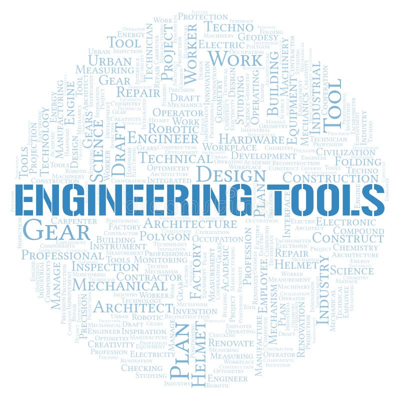 Engineering Tools Typography Word Cloud Create with the Text only Stock ...