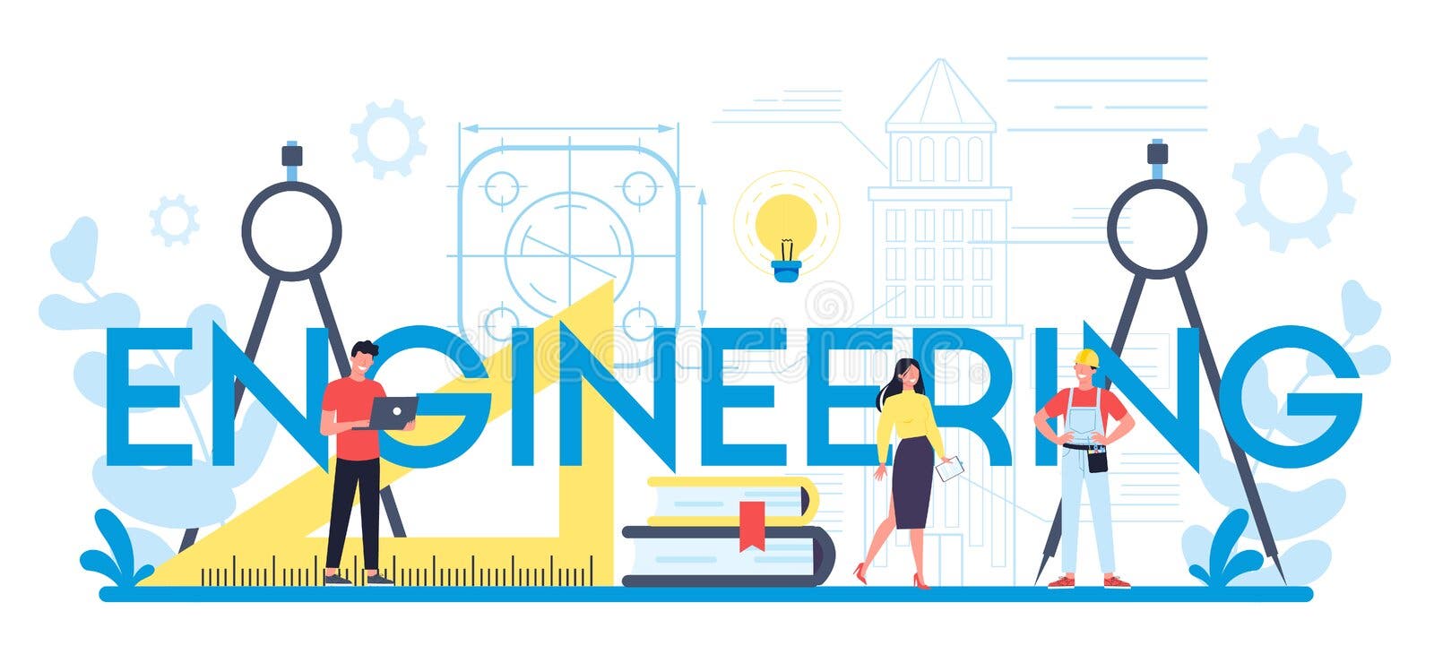Engineering Typographic Header. Technology and Science Stock Vector - Illustration of contractor ...