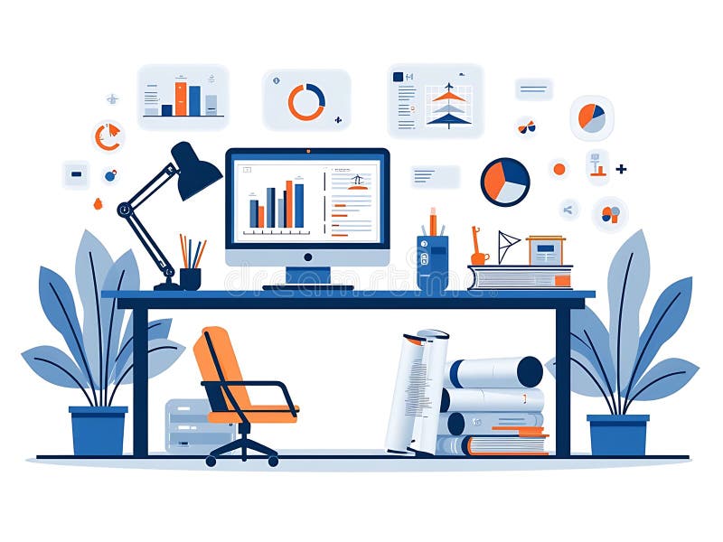 Engineering and UI Design Elements in a Vibrant Artwork Stock ...