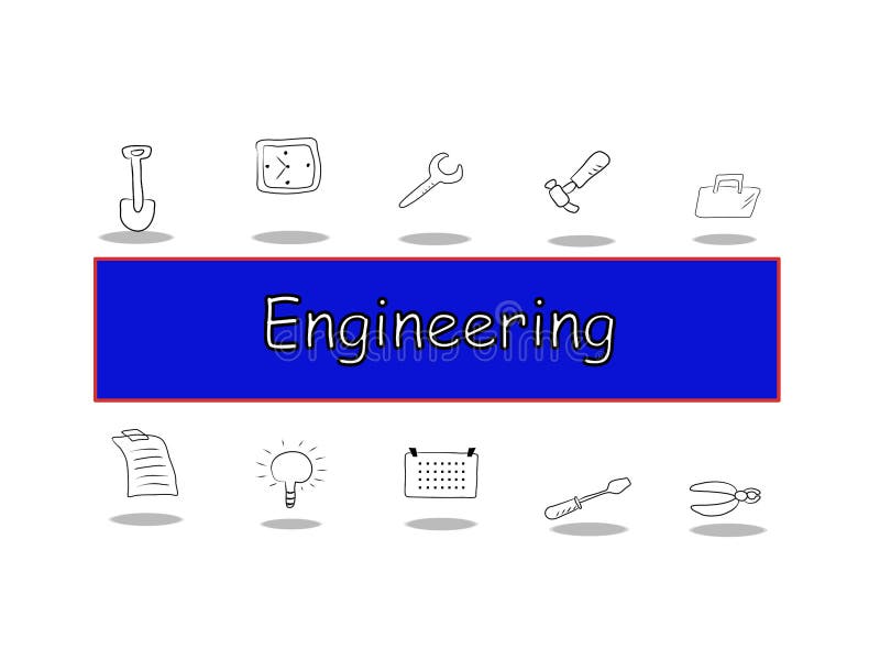 Engineering Vector Icon Set. Thin Simple Collection Illustration Black ...