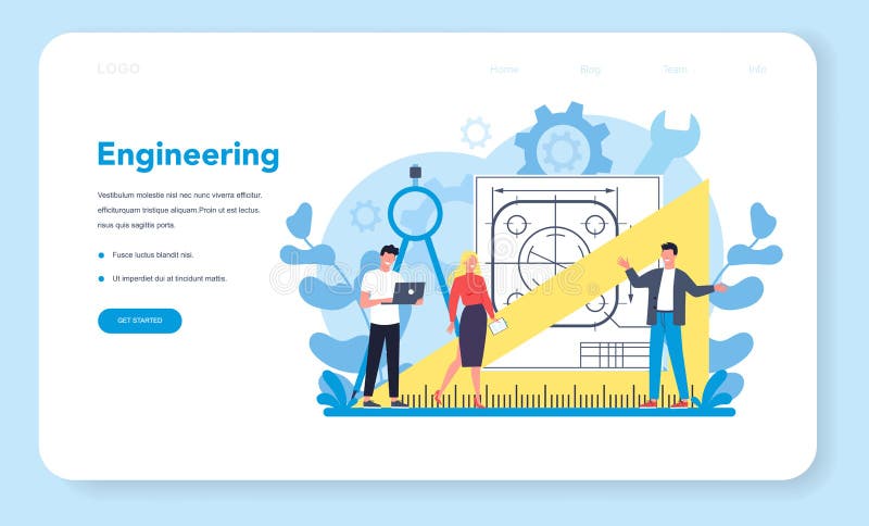 Engineering Web Banner or Landing Page. Technology and Science Stock ...