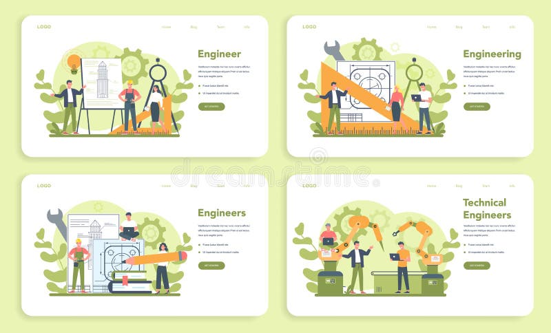 Engineering Web Banner or Landing Page. Technology and Science Stock ...