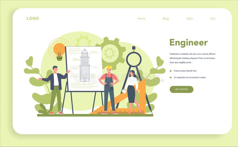Engineering Web Banner or Landing Page. Technology and Science Stock ...