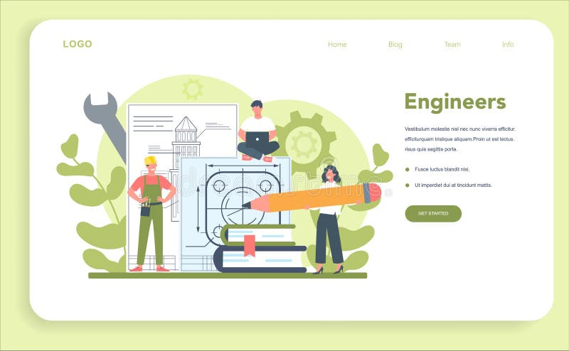 Engineering Web Banner or Landing Page. Technology and Science. Stock ...