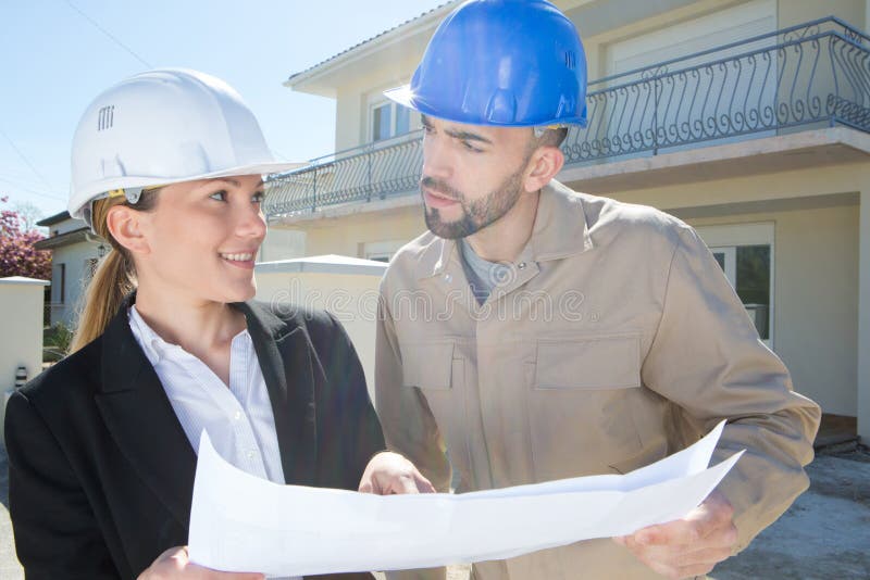 Engineering Women and Men Working Stock Image - Image of building ...
