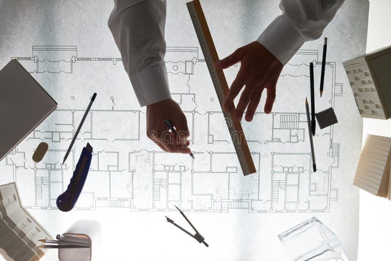 Engineering work stock image. Image of blueprint, creative - 78319839