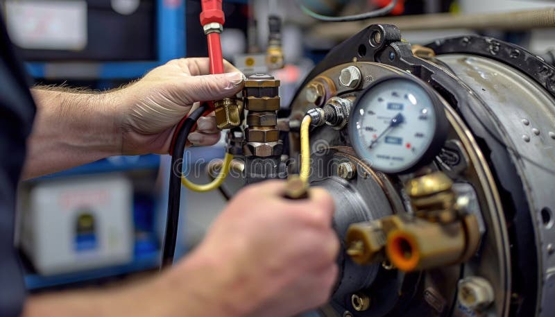 Engineering Worker Measuring Metal Auto Parts on Machine with Finger ...