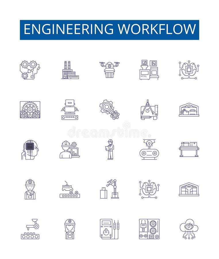 Engineering Workflow Line Icons Signs Set. Design Collection of ...
