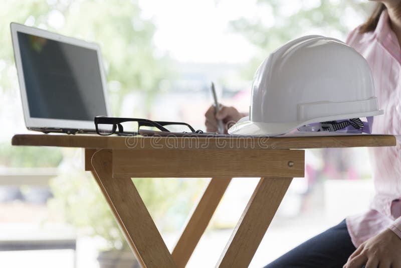 Engineering Working with Computer Laptop Stock Image - Image of ...