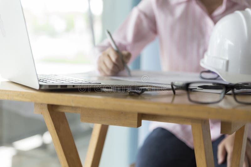 Engineering Working with Computer Laptop Stock Photo - Image of vernier ...