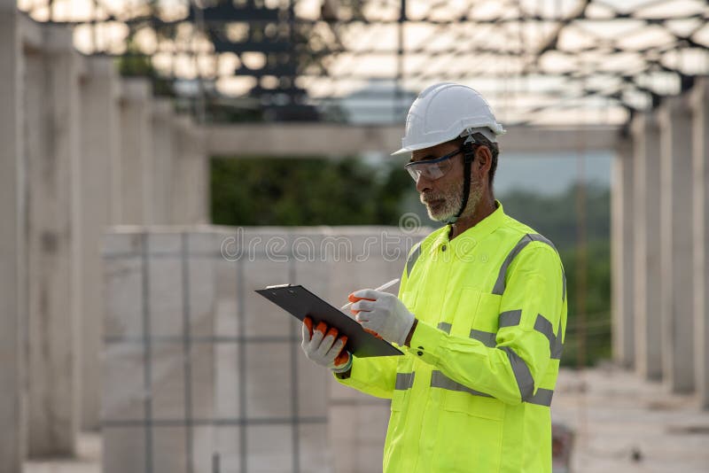 Engineering Working in the Construction Site Stock Image - Image of ...